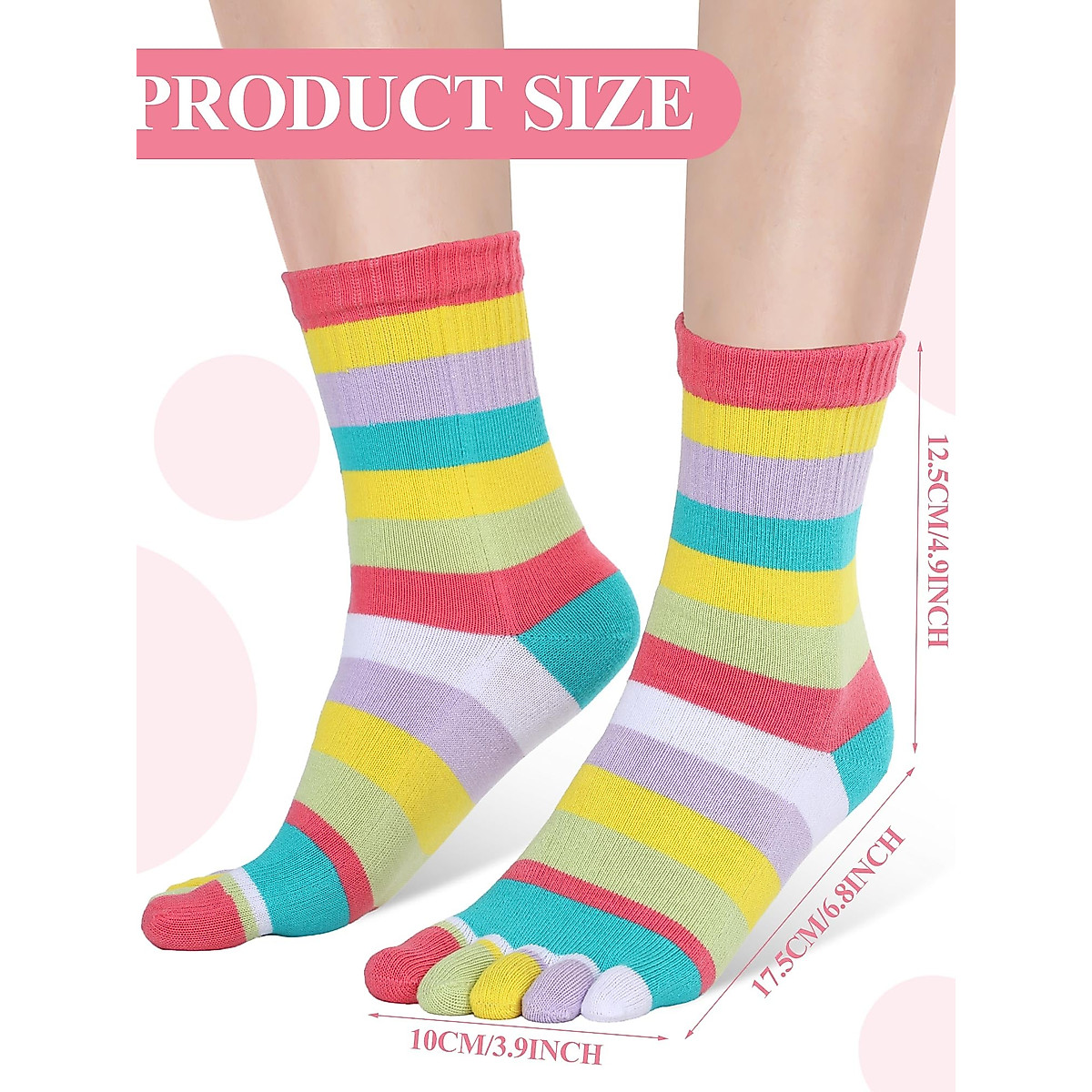 Bencailor 5 Pairs Women's Toe Socks Cotton Five Toe Finger Socks Toe Separator Socks for Women Men Athletic (Lovely Color)