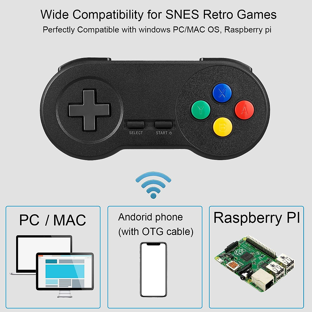 KIWITATA 2 Pack Wireless SNES USB Controller for Retro Games, kiwitatá 2.4ghz Remote Wireless SNES Emulator Game Pad Controller for Windows PC MAC Retropie
