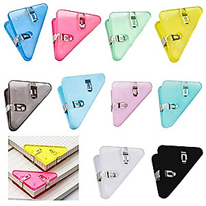 DeryArcle 30Pcs Triangle Book Paper Clips, Corner Paper Clip Prevent Books Curling, Multifunctional Color Binder Document Clip for Bookmarks, Message Holder