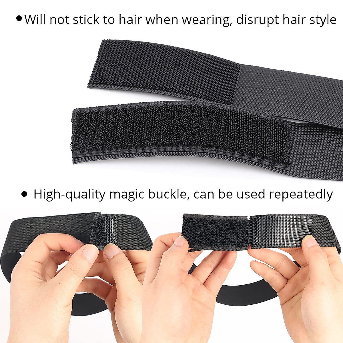 Amyqueen Elastic bands for Wig Edges, Lace Melting Band,4PCS Wig Band for Wigs Edge Wrap to Lay Edges, Wig Band Edge Wrap to Lay Edges, Wig Accessories for Salon