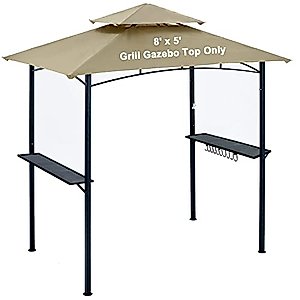 SCOCANOPY Universal Stretch Waterproof Grill Gazebo Replacement Roof for 8' x 5' Frame,Beige