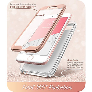 i-Blason Cosmo Series Case for iPhone SE 2022 (3rd Gen)/iPhone SE 2020 (2nd Gen)/iPhone 7/iPhone 8, Stylish Protective Bumper Case with Built-in Screen Protector (Marble)