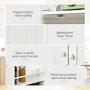 HOMCOM 41" Farmhouse Kitchen Pantry, Freestanding 2 Door Storage Cabinet with Adjustable Shelves for Living Room and Dinning Room,White