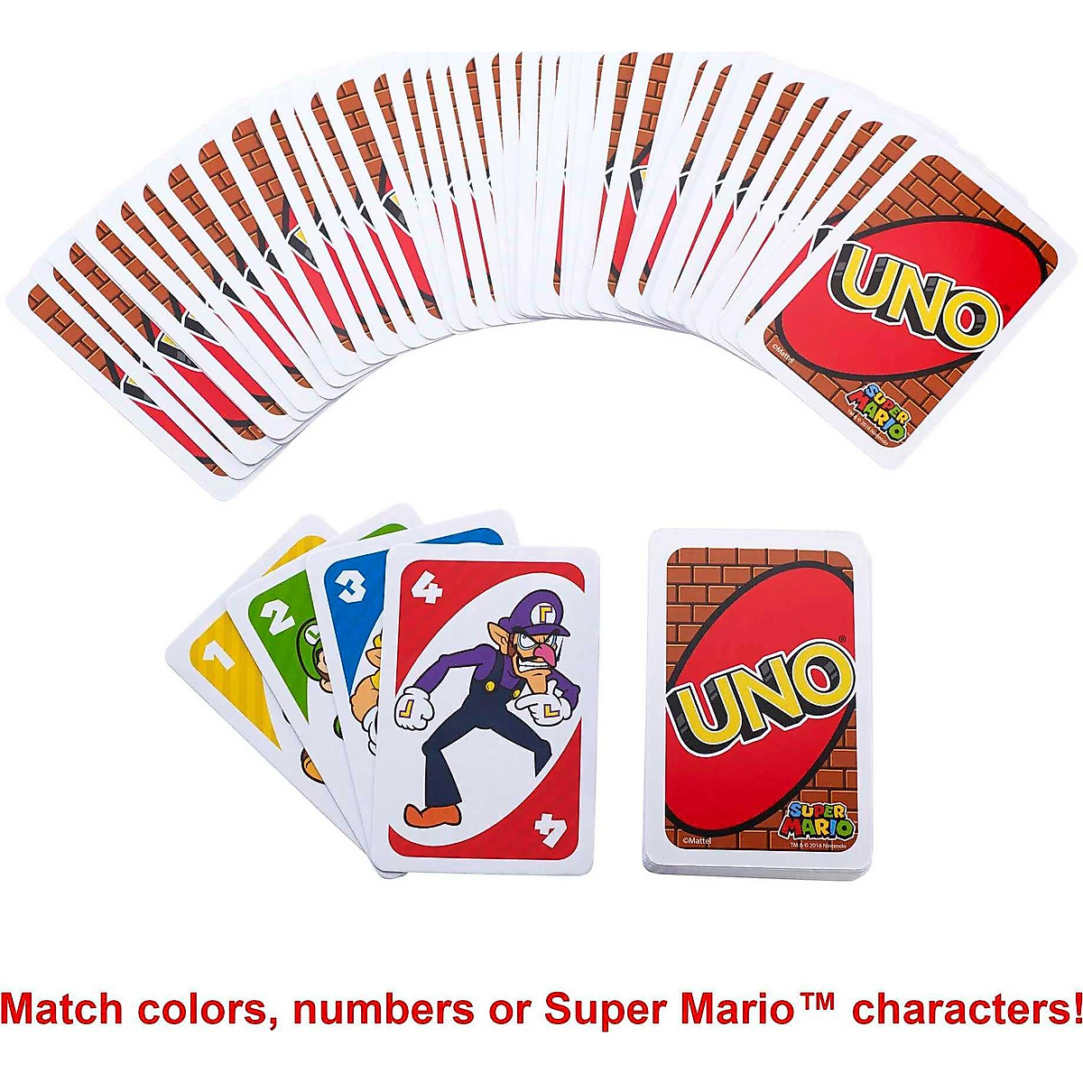 Mattel Games UNO Super Mario Card Game Animated Character Themed Collector Deck 112 Cards with Character Images, for Kids Ages 7 Years Old & Up