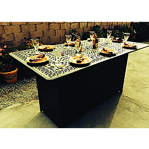 Outdoor Fire Pit Bar Height Double Burner Table Elisabeth Cast Aluminum Patio Furniture