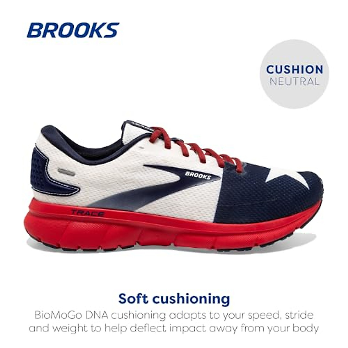 Brooks Women’s Trace 2 Neutral Running Shoe - Red/White/Navy - 7.5 Medium