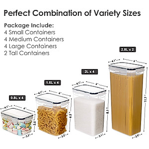 14pcs Food Storage Containers Set, Kitchen & Pantry Organizers and Storage, BPA-Free Plastic Airtight Pantry Storage Container with Lids for Cereal , Flour and Sugar, Includes 24 Labels