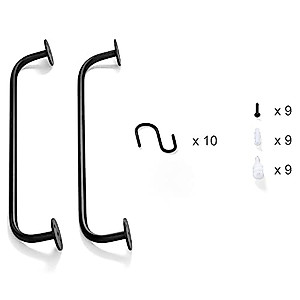 Mkono Mug Holder Wall Mounted Coffee Cup Rack Hanger Modern Metal Wall Rack with 10 Mug Hooks Rustic Utensil Tea Cups Storage Organizer for Kitchen Dining Room Coffee Bar, Set of 2, Black