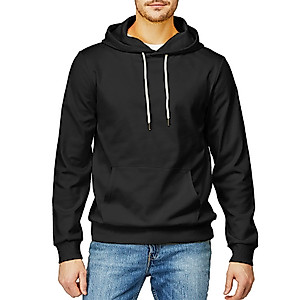 H2H Mens Casual Pullover Long Sleeve Hoodie with Kanga Pocket BLACK US L/Asia XL (CMOHOL050)