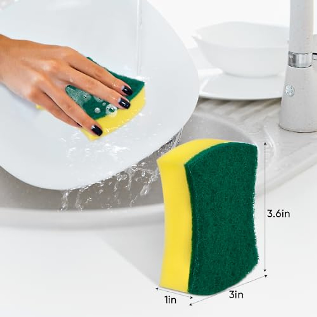 HOMEXCEL Scrub Sponges Kitchen 50 Count, Heavy Duty Dish Sponge for Cleaning, Dual Sided Powerful Scrubbing Sponge for Washing Dishes, Pots, Pans and Surfaces