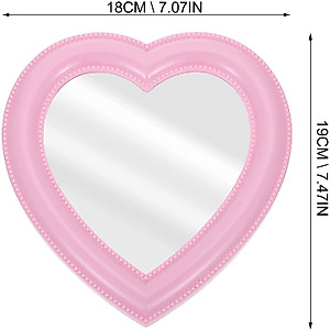 BinaryABC Heart Makeup Mirror Cosmetic Mirror Wall Desktop Small Mirror Bedroom Mirror (Light Pink)