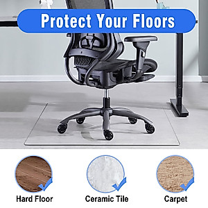 NeuType Glass Chair Mat, Tempered Glass Office Chair Mat for Carpet or Hardwood Floor - Effortless Rolling, Easy to Clean, Best for Your Home or Office Floor (36" x 36" x 1/5", Transparent)