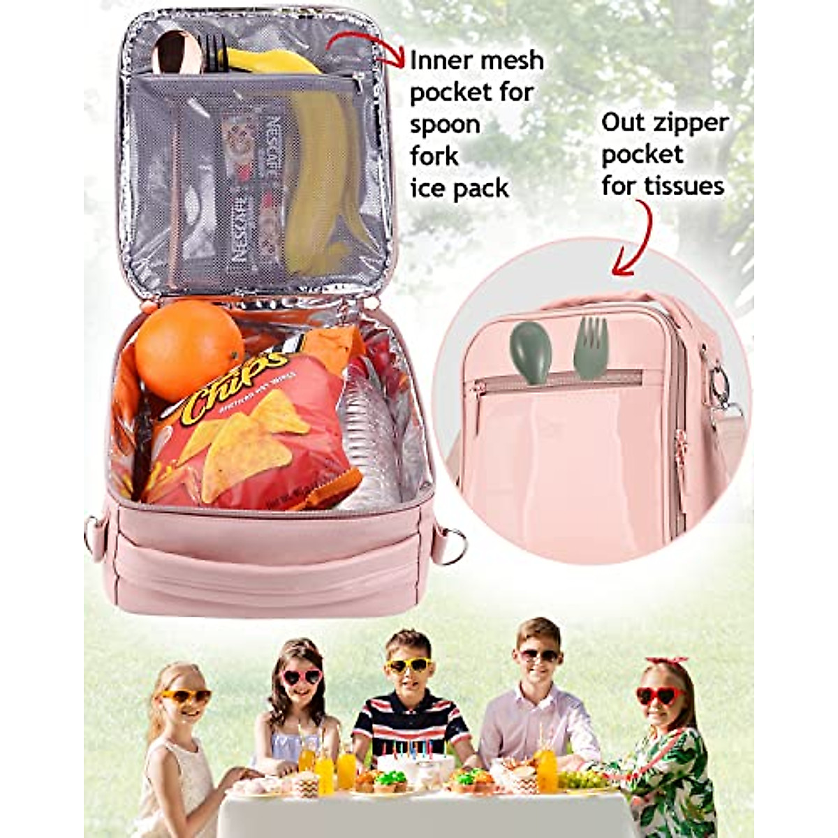 yookee home Lunch Box for Kids Lunch Boxes Insulated Lunch Containers Lunchboxes Kids Lunch Bag for Girls Lunch Box for School Thermal Meal Small Lunch Tote Toddler Lunch Box Purple Cat