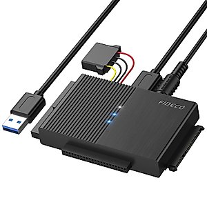 FIDECO USB 3.0 to SATA or IDE Adapter, Hard Drive Adapter Cable Universal for 2.5/3.5 inch SATA HDD/SSD & IDE HDD with 12V Power Adapter