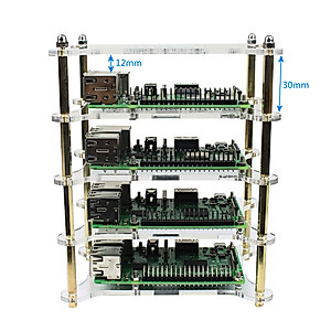 4 Layers Clear Stackable Case for Raspberry Pi 4 Model B, Pi 3 B+ , Pi 3b Case with Heatsink