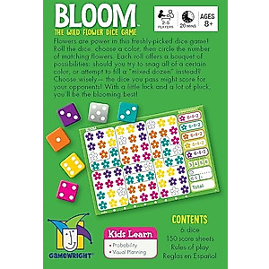 Gamewright - Bloom - The Colorful Wild Flower Roll and Write Dice Game, 5"