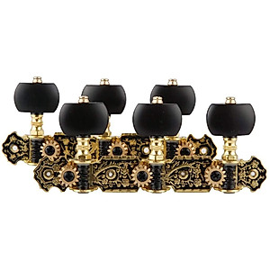 Mr.Power Guitar Tuners Machine Heads 3+3 Set Tuning Keys String Pegs for Classical Guitar (Short Black, Black Button)