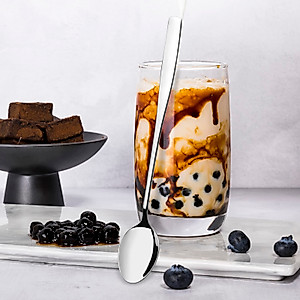 Bringer Stainless Steel Long Handle Iced Tea Spoons, Cocktail Stirring Spoons Set, Pack of 12