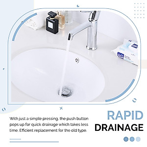 Bathroom Sink Drain Chrome, Angle Simple Brass Sink Stopper with Overflow, Pop Up Darin Assembly