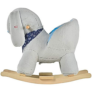 Qaba Kids Ride-On Rocking Horse Toy Bunny Rocker with Fun Play Music & Soft Plush Fabric for Children 18-36 Months