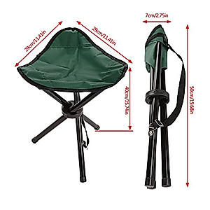 Folding Tripod Chair, Portable Lightweight Folding Tripod Fishing Camping Stool for Outdoor Camping Walking Hunting Hiking Fishing Travel(Green-L) Folding Tripod Stool Folding