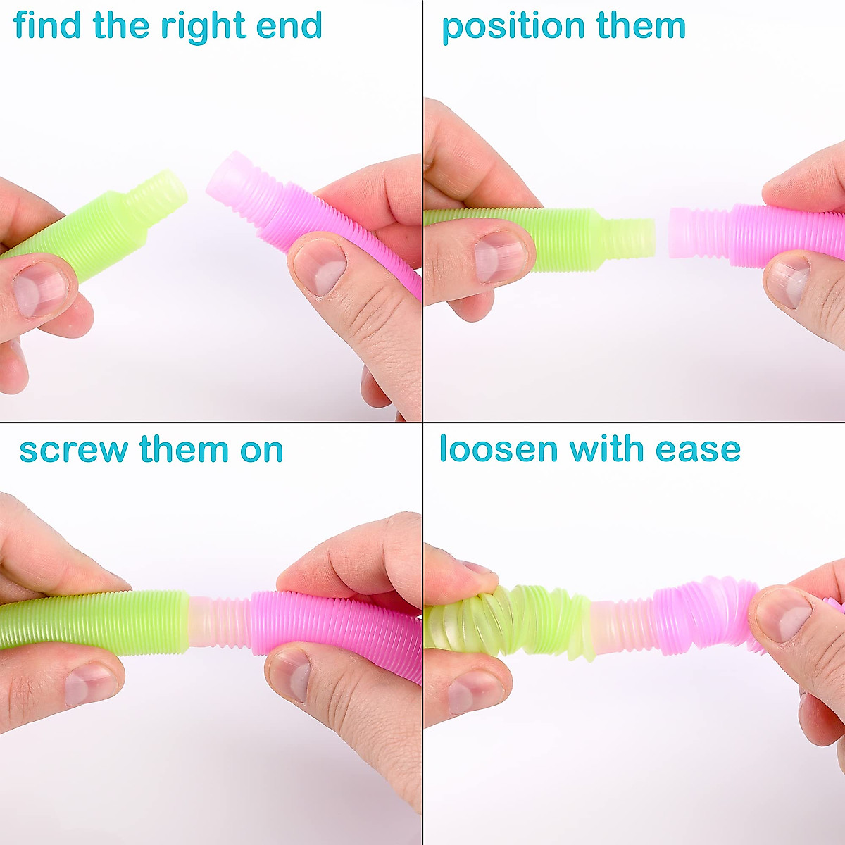 nutty toys Glow in The Dark Pop Tube Stocking Stuffers - Fine Motor Skills Toddler Sensory Toys, Top ADHD & Autism Fidget 2024 Best Preschool Gifts Idea, Unique Boy & Girl Christmas Stocking Stuffer