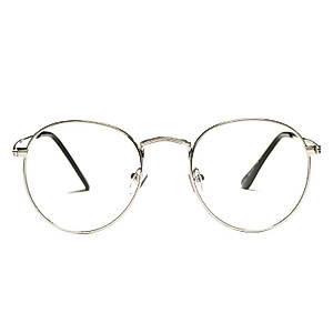 Pro Acme Classic Round Metal Clear Lens Glasses Frame Unisex Circle Eyeglasses (Silver)
