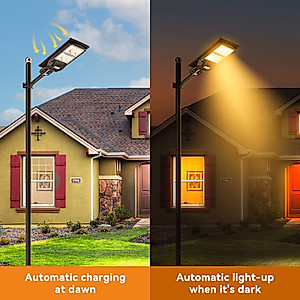 LANGY 120W Solar Street Lights Outdoor 240pcs LED Chips 12000 Lumens, Solar Street Light with Motion Sensor & Dusk to Dawn Solar Powered IP65 with Remote Control, for Barn,Sidewalk, Garden