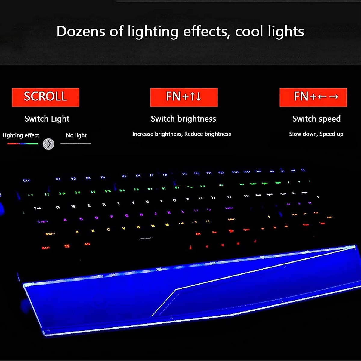 Mechanical Gaming Keyboard LED Backlit Wired Keyboard with Blue Switches for Windows Gaming PC (108 Keys, Black)
