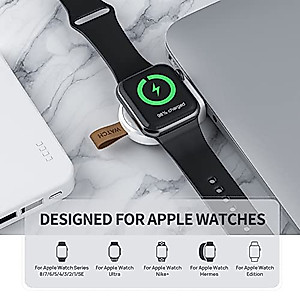 NEWDERY Charger for Apple Watch Portable iWatch USB Wireless Charger, Travel Cordless Charger with Light Weight Magnetic Quick Charge for Apple Watch Ultra Series 8 7 SE 6 5 4 3 2 1, White