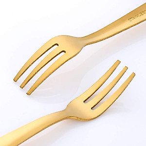Fruit Fork Salad Pastry Small Oyster Forks 12 Pieces, BUY&USE 5.5-Inch Stainless Steel Gold Flatware