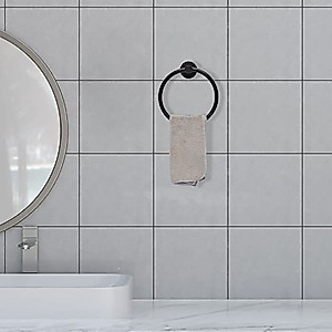 Matte Black Towel Ring - SUS304 Stainless Steel Hand Towel Holder, Modern Bathroom Wall Mount Towel Rack - 1 Pack