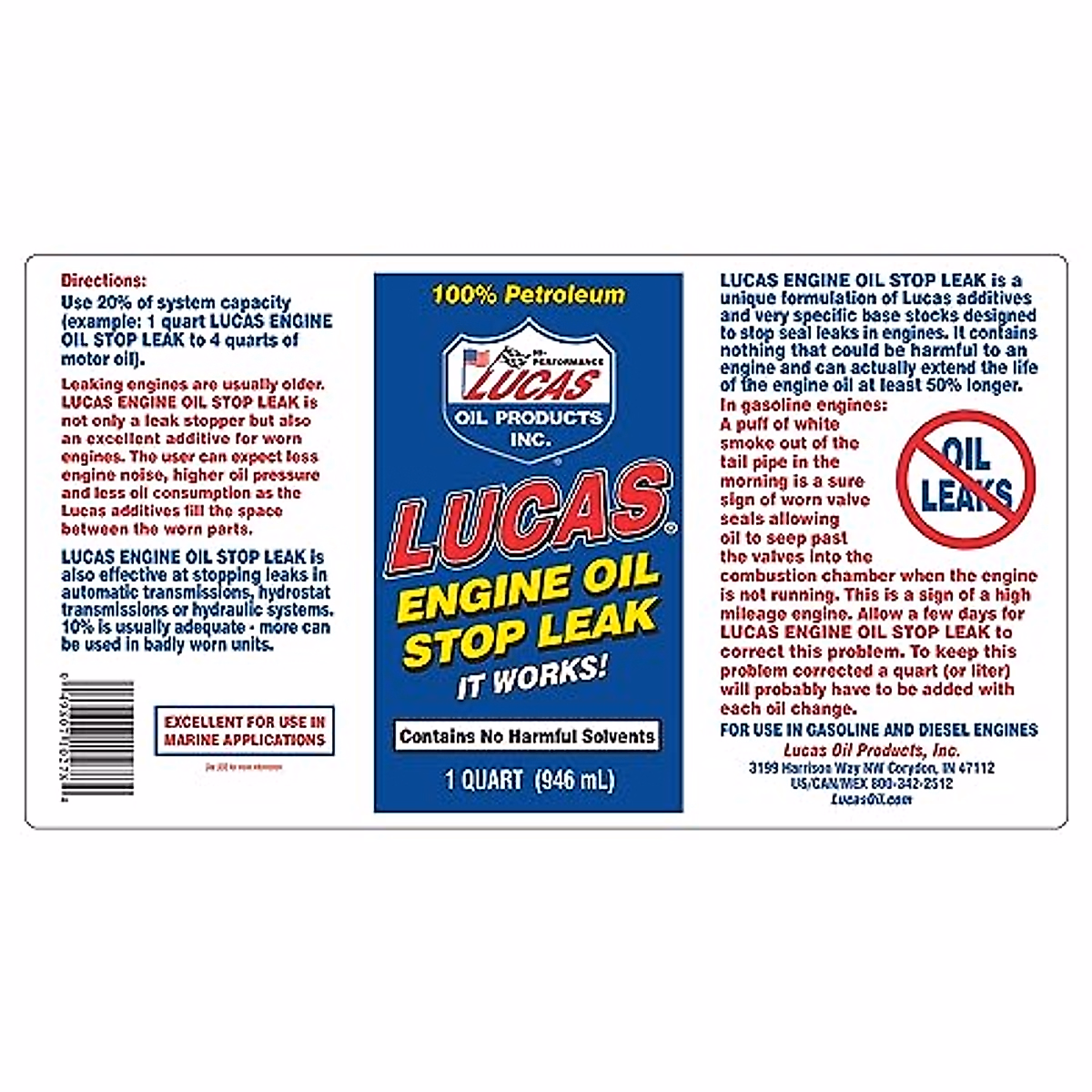 Lucas Oil 10278 Engine Oil Stop Leak - 1 Quart