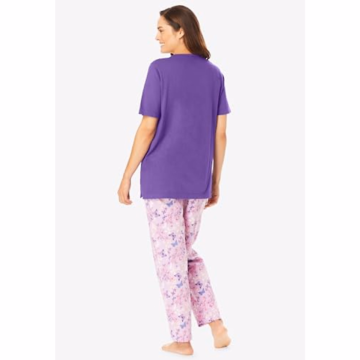 Dreams & Co. Women's Plus Size Graphic Tee PJ Set - 2X, Waterfall Paisley