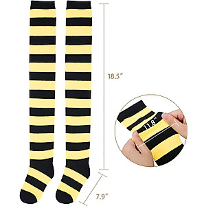 Zmart Striped Thigh High Socks Knee High Socks for Women Teen Girls, School Socks Long Socks Over the Knee Socks