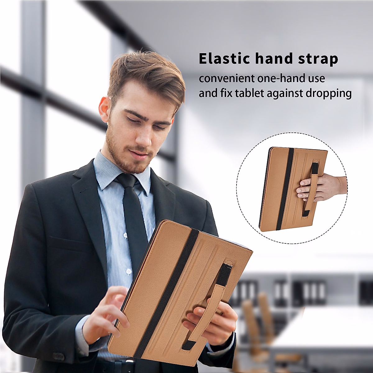 Case for Samsung Galaxy Tab S8 2022/S7 2020 11 Inch - Model(SM-X700/X706/T870/T875/T878) with S Pen Holder, PU Leather Bussiness Flip Case with Hand Strap and Pocket, Black