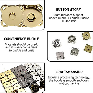 30 Piece Plum Magnetic Snap Buttons for Clothes Purse Handbag Scrapbook Homemade Sewing Craft (Black+Gold+Silver)