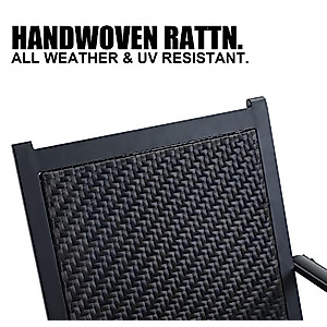 HERA'S HOUSE 7 Pieces Patio Dining Set, Rattan Outdoor Furniture Set for 6, 6 x Rattan Swivel Dining Chair, 1 x Rectangular Metal Dining Table, All Weather Resistant for Lawn Garden Backyard Deck