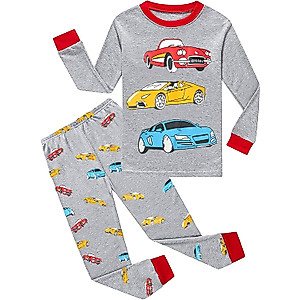 Pajamas for Boys Pjs Toddler Kids 100% Cotton Long Sleeve Sleepwear Set 2 Pieces Racing Car Nightwear Children Pj Clothes Sets Size 3T