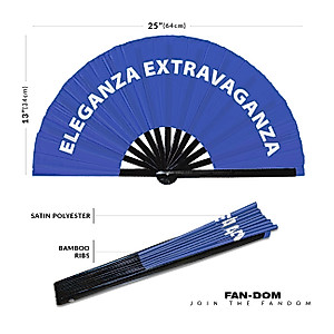 Eleganza Extravaganza Hand Fan Foldable Bamboo Circuit Hand Fan Funny Gag Slang Words Expressions Statement Gifts Festival Accessories Rave Handheld Circuit Event Fan Clack Fans (Blue)