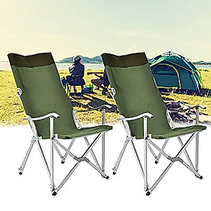 Portable Camping Chairs 2 Pack, Higher Folding Beach Chair Outdoor Sun Pool Lawn Picnic Sand Chair Aluminum Frame with Carrying Bag for Hiking BBQ Beach Traveling Picnic Fishing