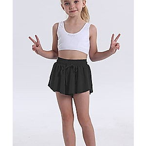 3 Pack Butterfly Flowy Shorts Skirts for Girls Tennis Cheer Stuff Athletic Preppy Running Sports Skirt for Teen Girls（Black, White, Rose red, M