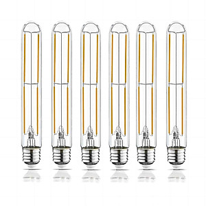 winsaLED Dimmable 7.5 in T10 led Bulb E26 Led Bulb 60 Watt Equivalent,Vintage E26 Edison Bulbs,Tubular Clear Decorative Light Bulb,2700k Led Lightbulbs 60W Daylight,6 Pack