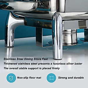 SunCourtyard 9L Chafing Dish Buffet Set, Stainless Steel Catering Serve Chafer, Restaurant Food Warmer Rectangular Buffet Stove with Visible Covers and Cutlery Storage Rack