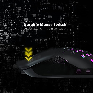 DREVO Owl Wireless RGB Gaming Mouse with 85G Lightweight, 2.4G Connectivity, 6 Programmable Buttons, PixArt PMW3325 Optical Sensor & Adjustable 6 Levels DPI
