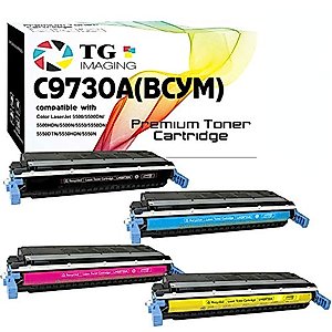 TG Imaging (4-Pack) 645A Compatible Replacement for HP C9730A Toner Cartridge B-C-Y-M for HP Laser-Jet 5500N 5500DN 5500DTN 5550N 5550DN 5550DTN Printer (C9730A/9731A/9732A/9733A)