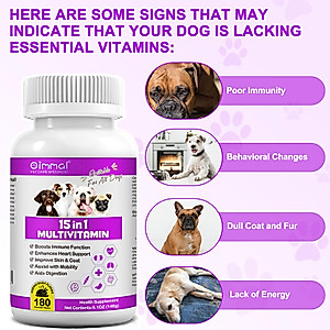 Dog Multivitamin Treats - 15 in 1 Multivitamin Tablets for Dogs with Glucosamine, Cranberry, Milk Thistle, Vitamins Supports Joint & Digestion, Skin & Coat - Peking Duck Flavor / 180 Chewable Tablets