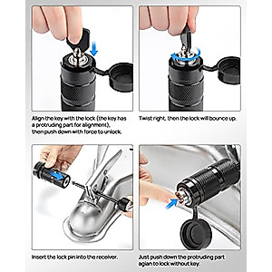 JOYTUTUS Trailer Hitch Lock, 1/4" Dia 3-1/2” Long Pin, with 2 Keys 2 O-Rings, for Trailer Truck Car Boat, Anti-Theft and Waterproof Towing Hitch Lock