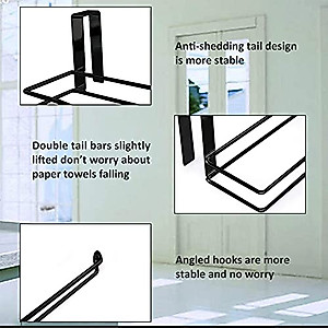 Luxsego Paper Towel Rack Under Cabinets, 1.4" Hanging & No Drilling Paper Towel Hanger for Kitchen Cabinets Bathroom, Stainless Steel, Double Support (Black)