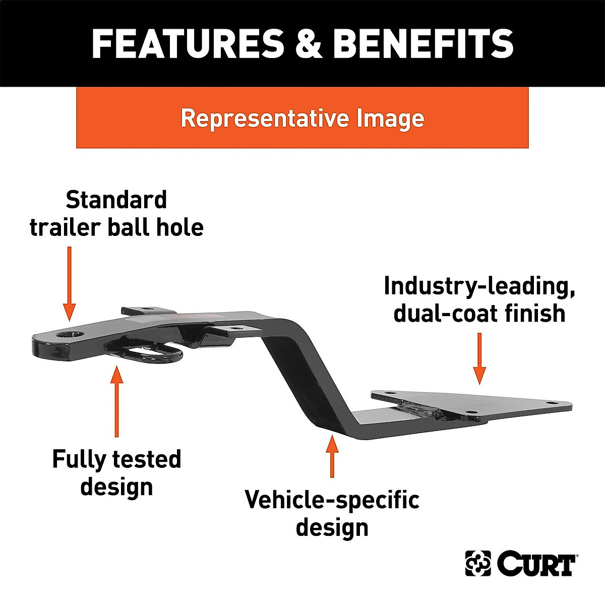 CURT 11610 Class 1 Fixed-Tongue Trailer Hitch with 3/4-Inch Trailer Ball Hole for Select Mitsubishi Sigma